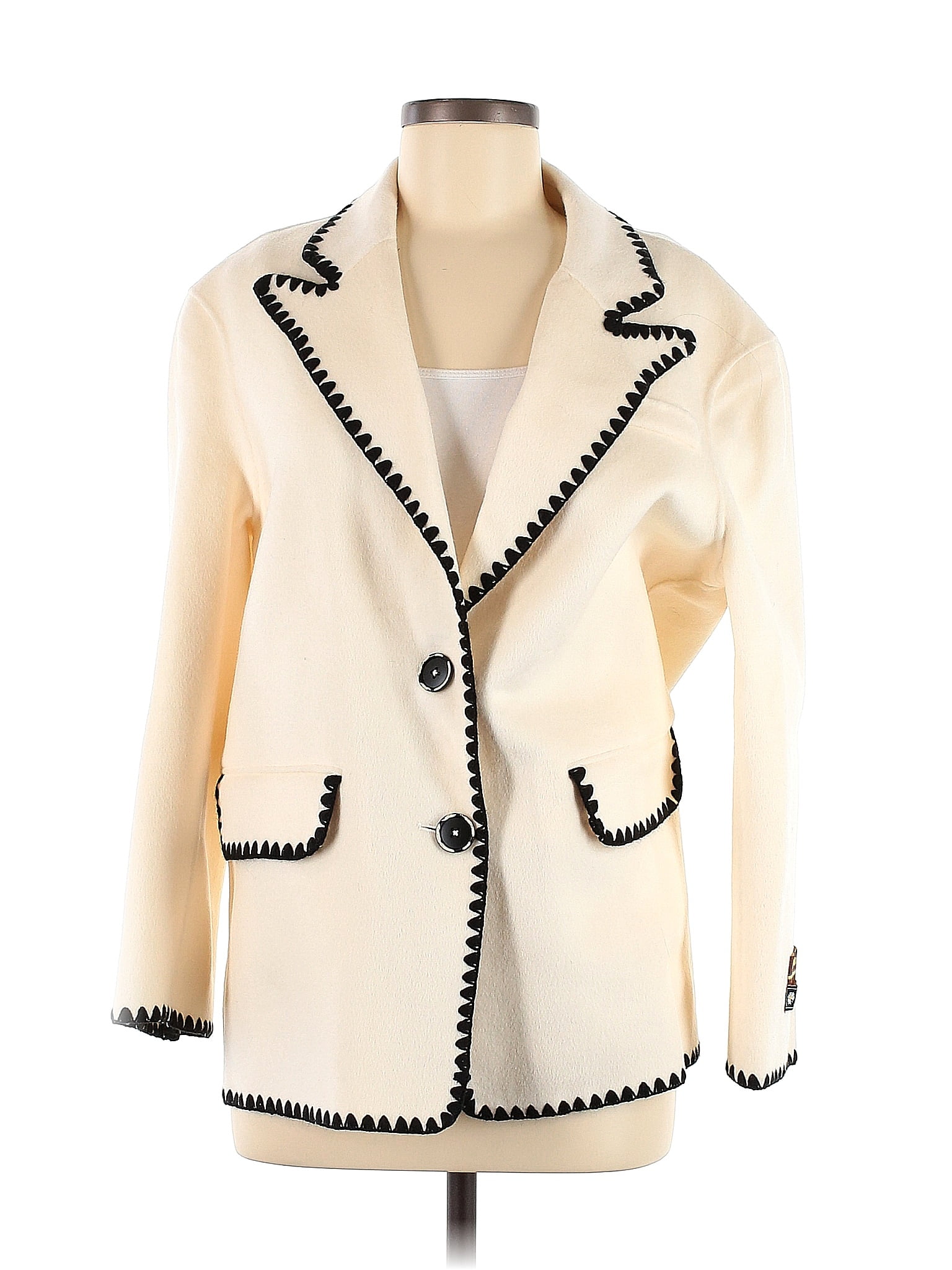 Herlian 100% Wool Solid Ivory Wool Blazer Size M - 76% off | ThredUp