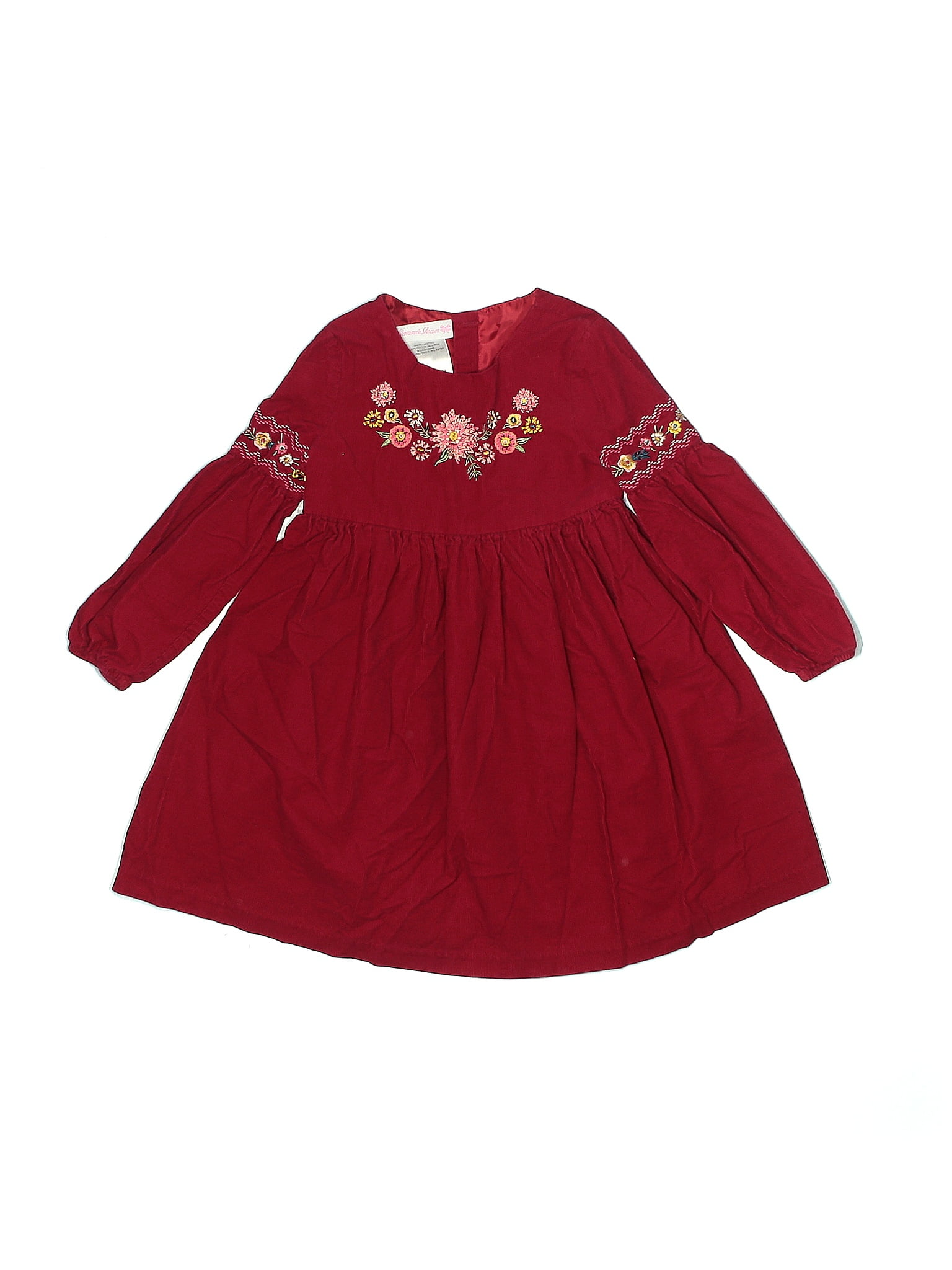 Bonnie Jean 100% Cotton Solid Maroon Burgundy Dress Size 4 - 4T - 59% ...