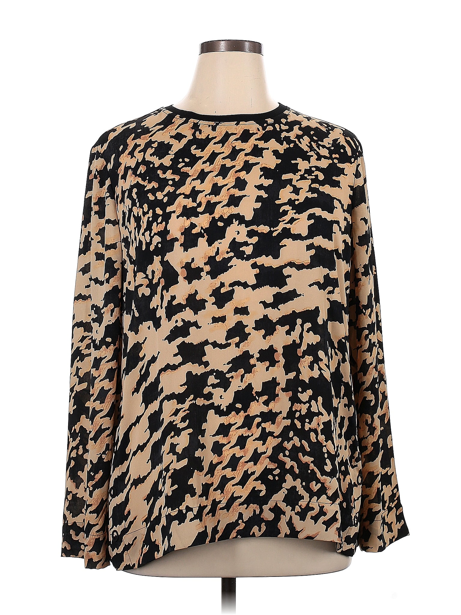 Black Label by Chico's 100% Polyester Tan Brown Long Sleeve Blouse Size ...