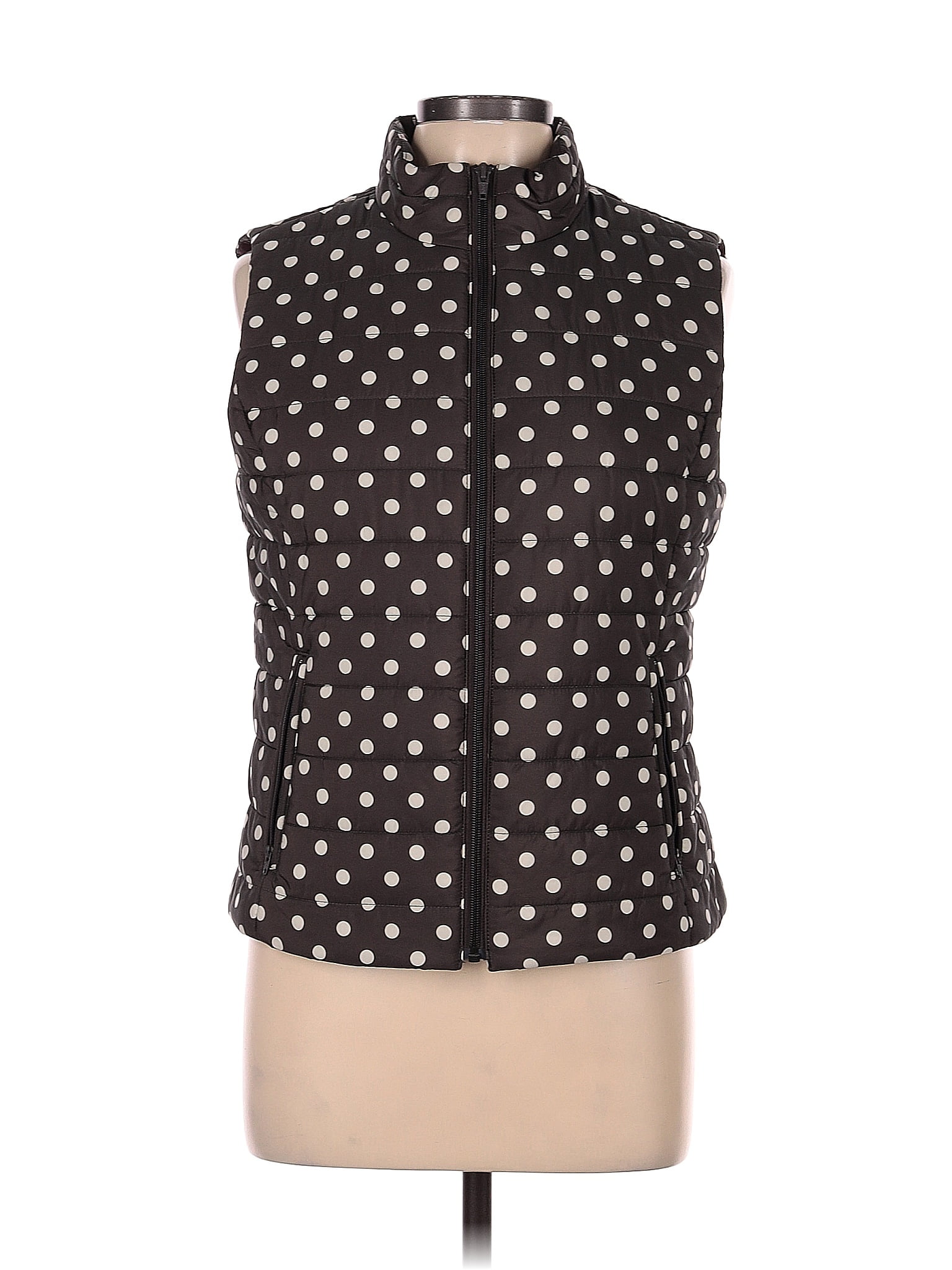 Ann Taylor Loft 100 Polyester Polka Dots Black Vest Size M 64 Off