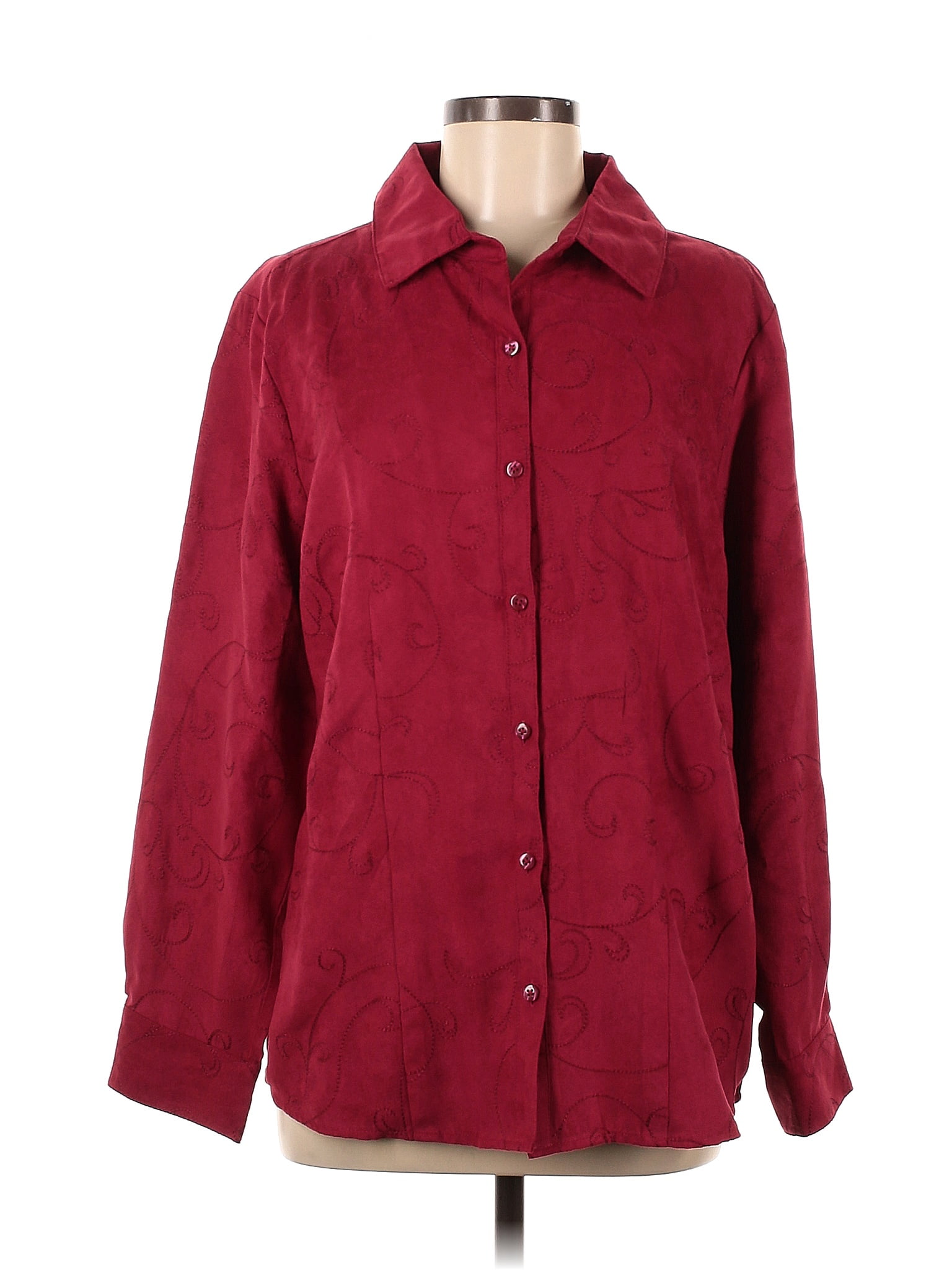 Croft And Barrow 100 Polyester Jacquard Damask Paisley Brocade Burgundy