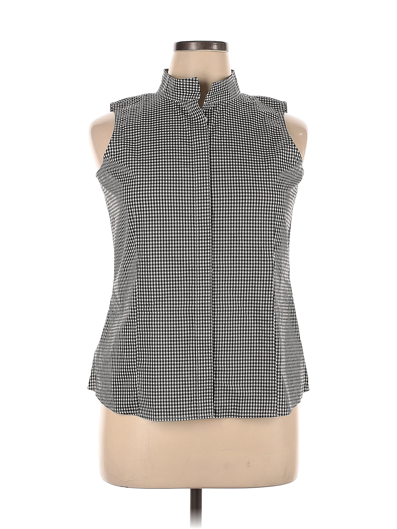 Talbots Checkered-gingham Multi Color Gray Sleeveless Blouse Size 14 (Petite) - 75% off | ThredUp