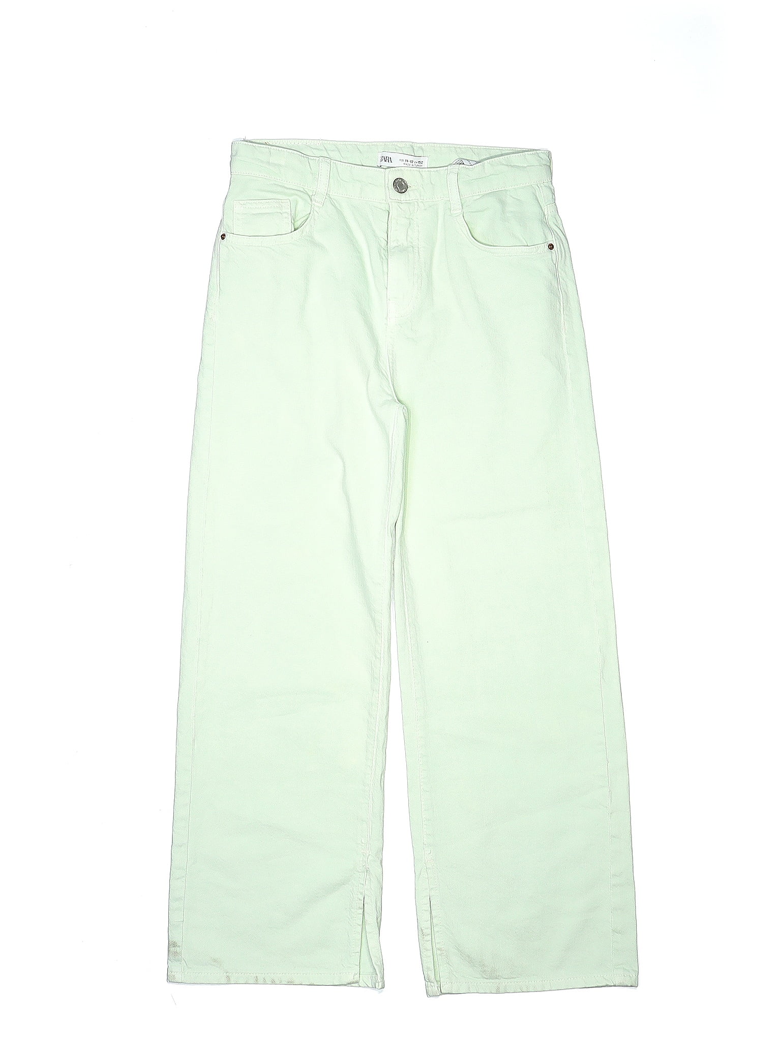 Zara 100 Cotton Solid Green Jeans Size 11 12 49 Off Thredup