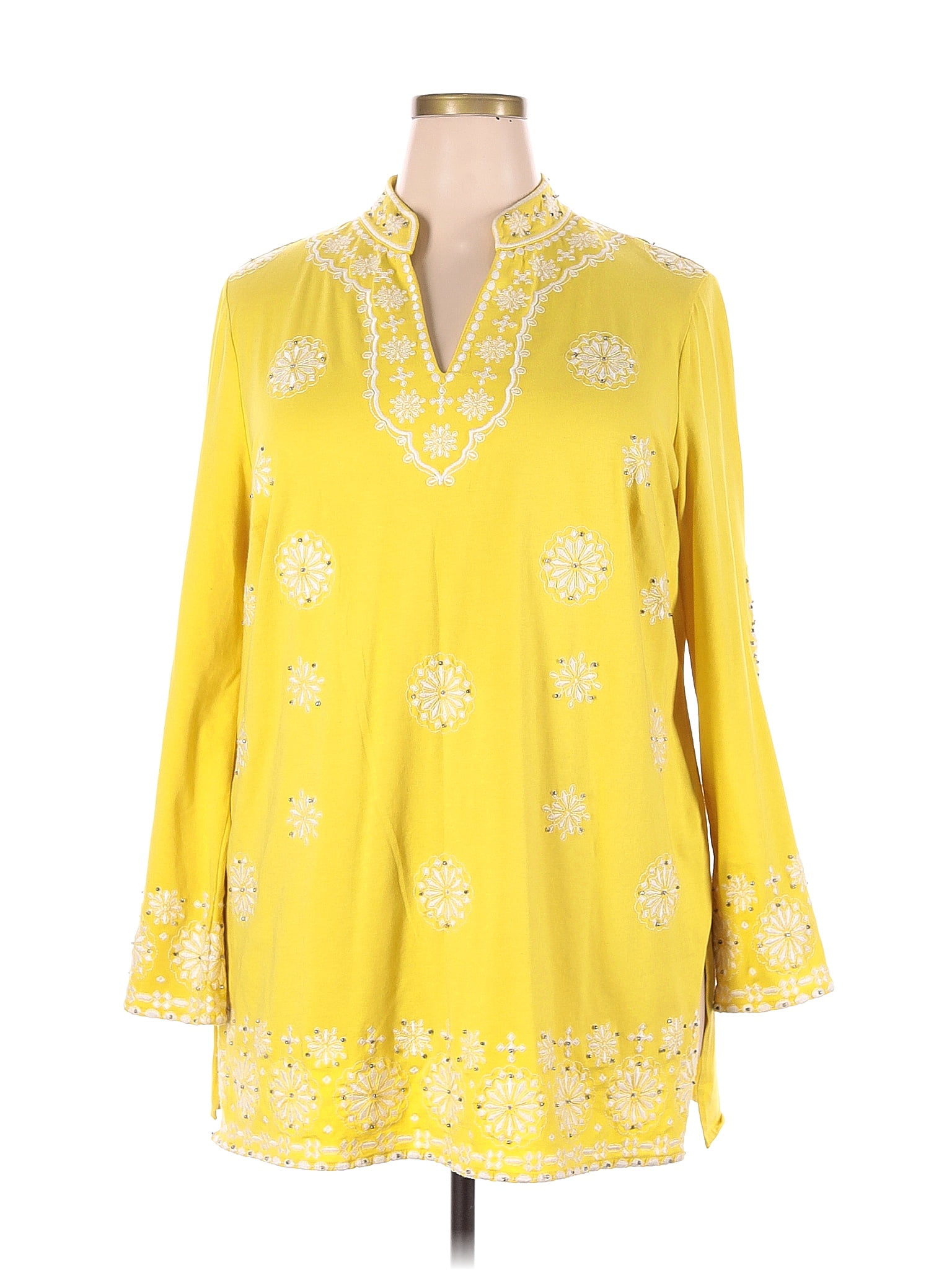 Inc International Concepts Yellow Long Sleeve Blouse Size 2x Plus