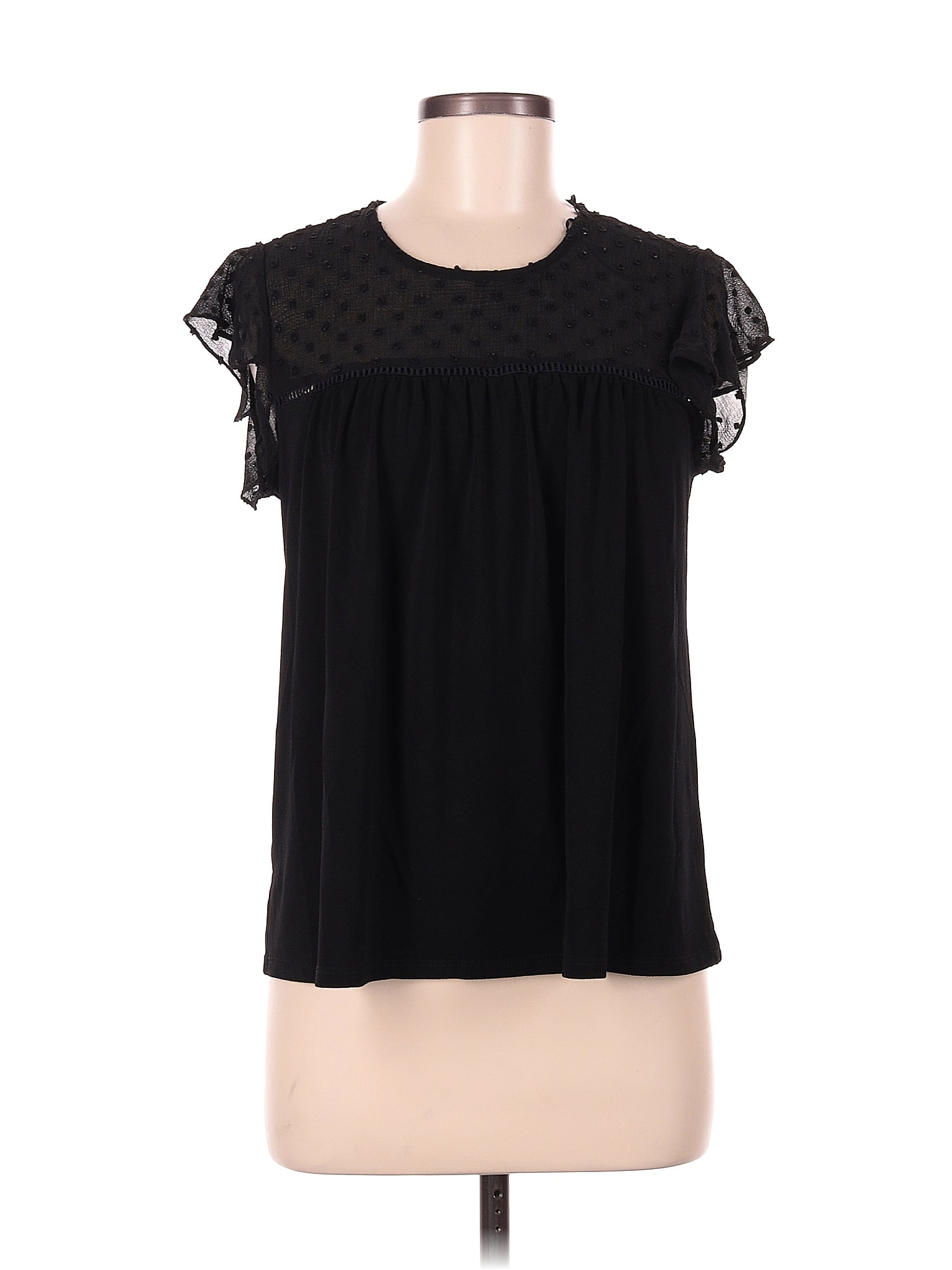 Cece Polka Dots Black Short Sleeve Blouse Size M 72 Off Thredup