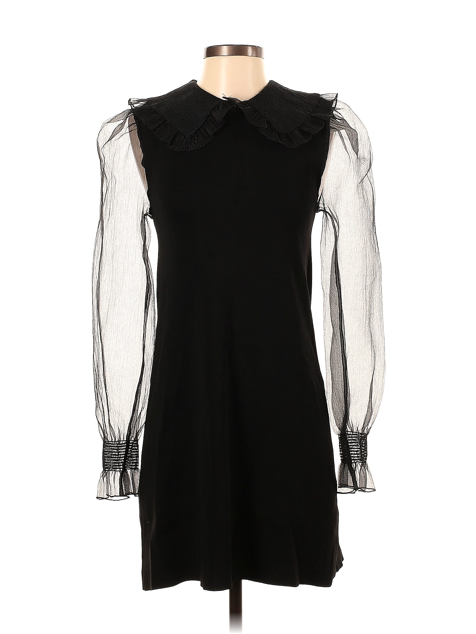 Zara 100 Polyester Solid Black Casual Dress Size S 57 Off Thredup