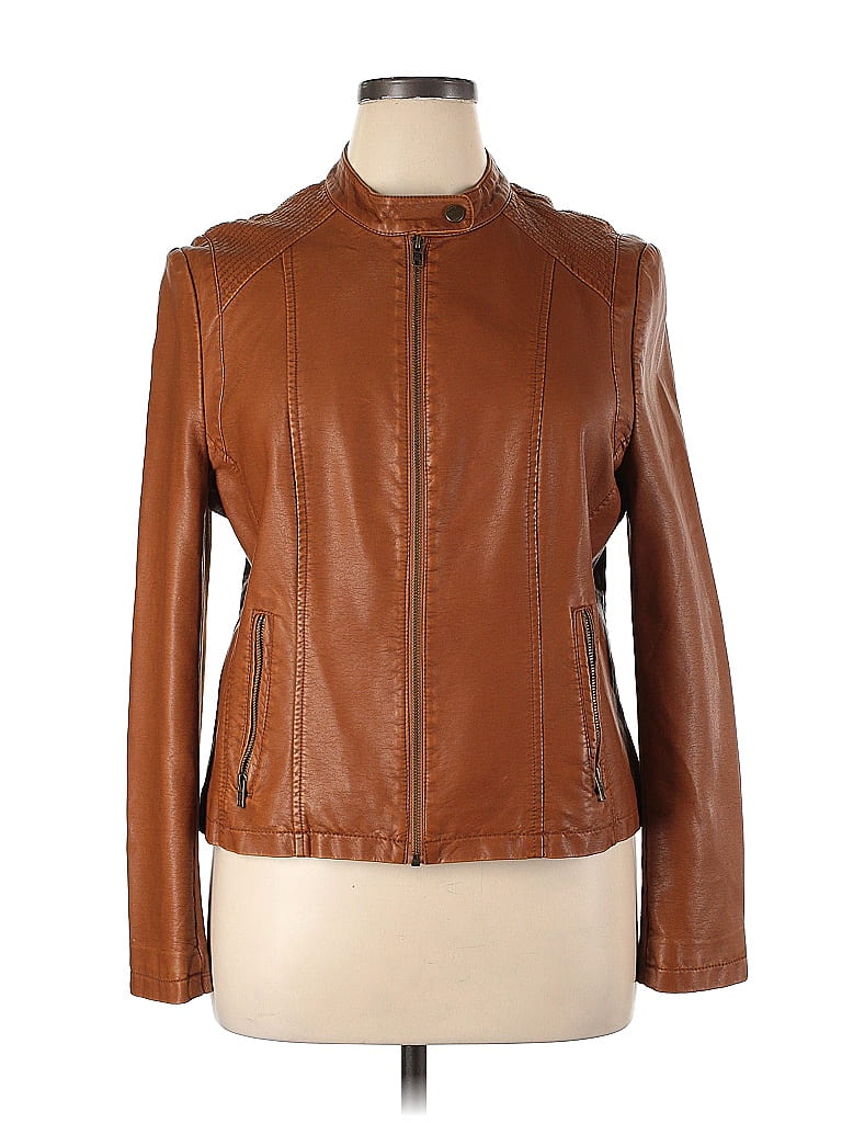 Black Rivet 100% Polyurethane Solid Brown Jacket Size XL - 68% off ...