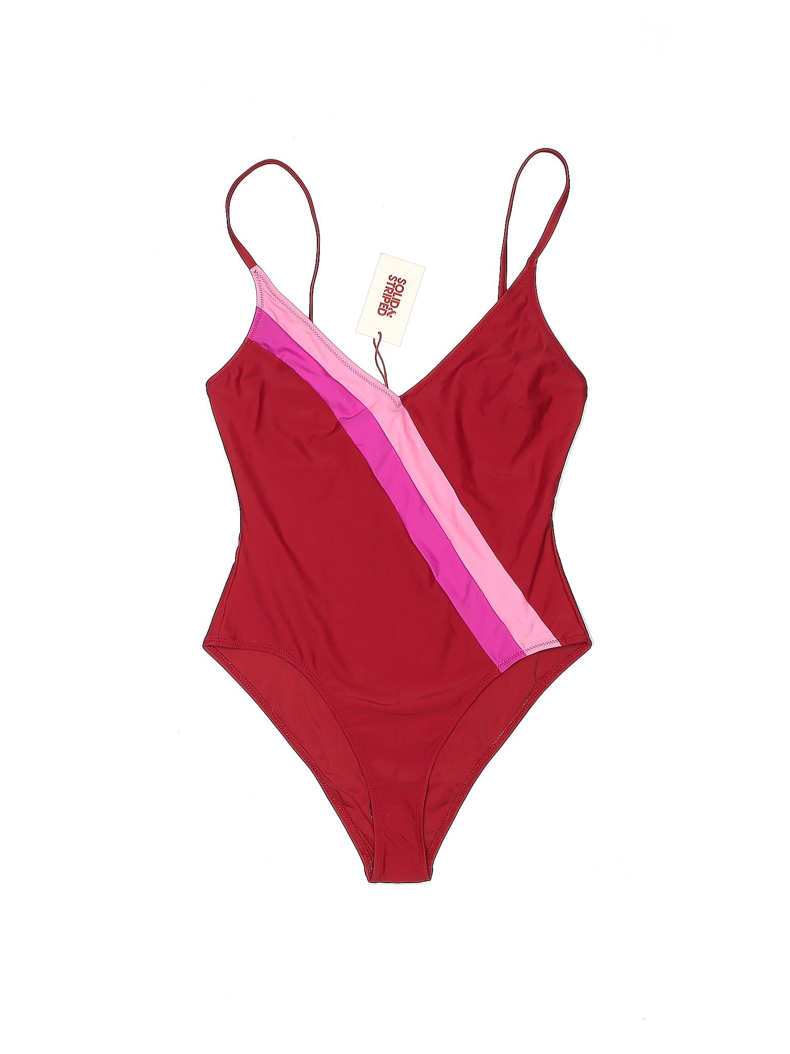 Solid And Striped Solid Maroon Burgundy One Piece Swimsuit Size L 70