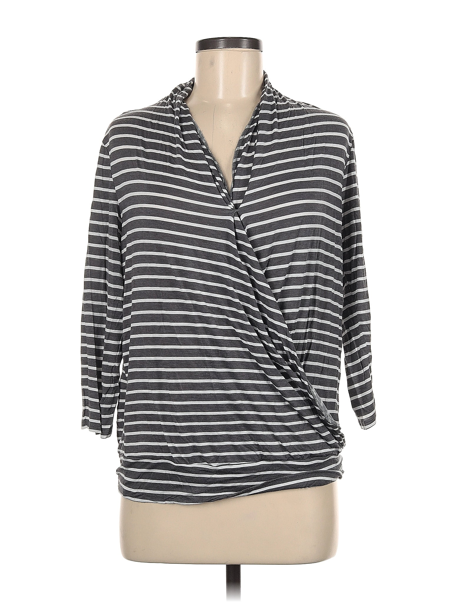 Soho Stripes Multi Color Gray 3/4 Sleeve Top Size M - 71% off | ThredUp
