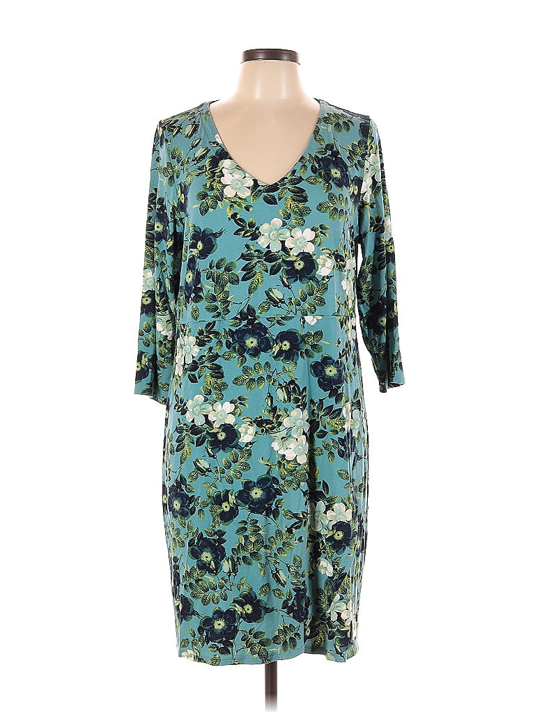 J Jill Floral Multi Color Teal Casual Dress Size L 69 Off Thredup