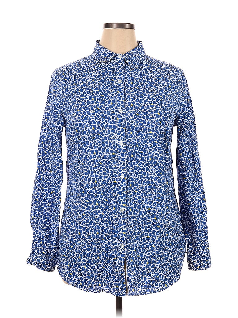 J. McLaughlin 100% Cotton Blue Long Sleeve Blouse Size XL - 76% off | ThredUp