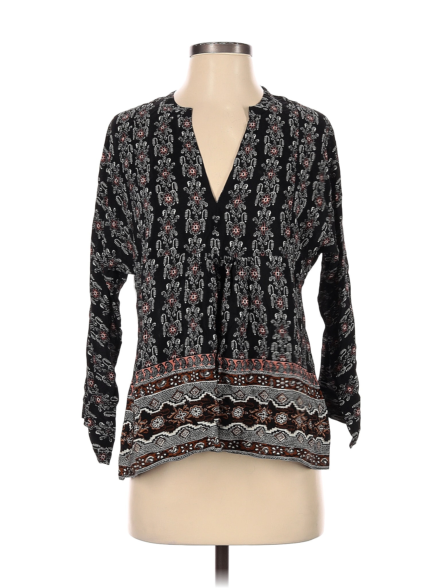 Madewell 100% Silk Floral Paisley Black Silk Bohème Popover Shirt in ...