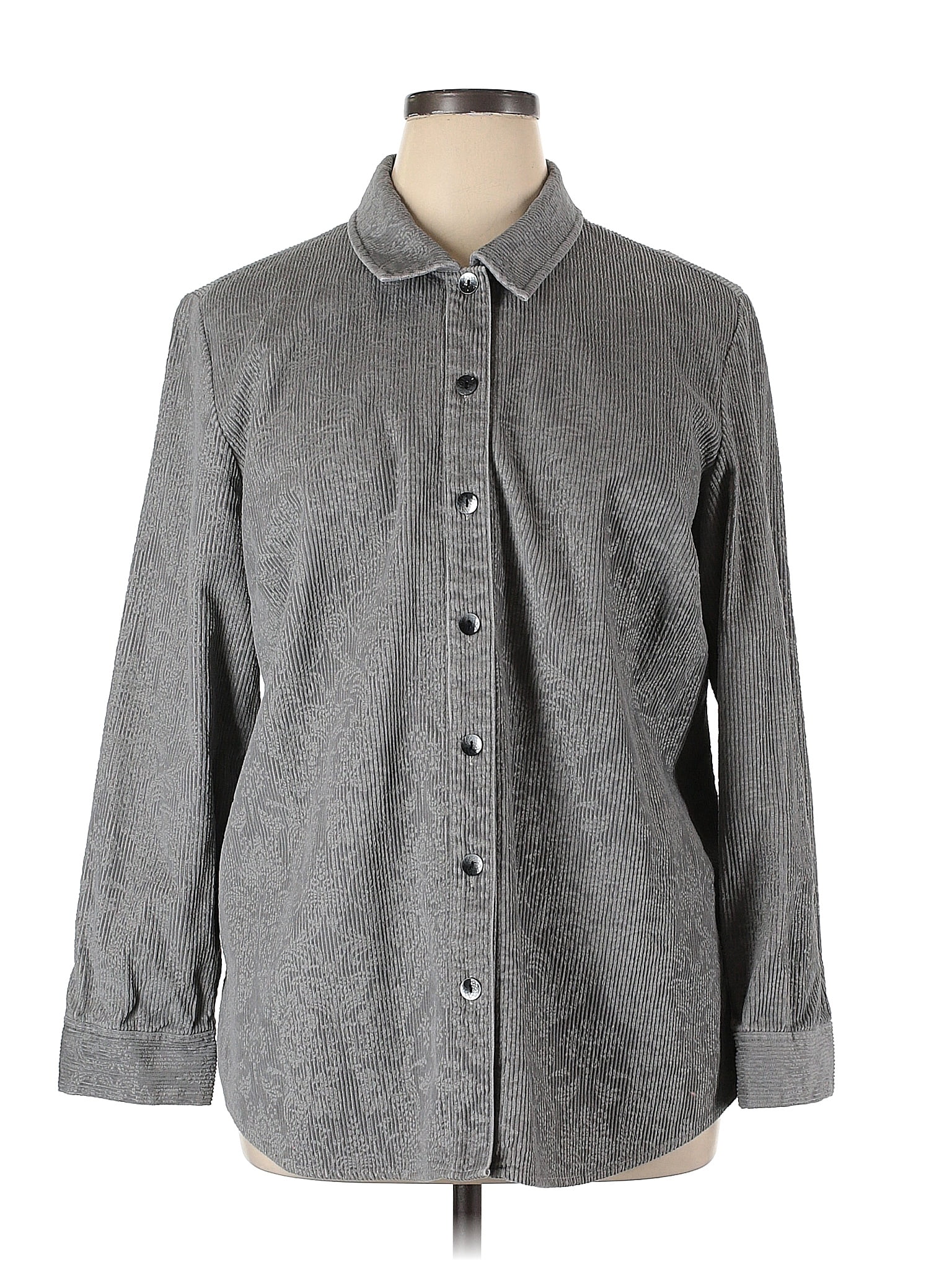 J.Jill 100% Cotton Gray Long Sleeve Button-Down Shirt Size XL - 61% off | ThredUp