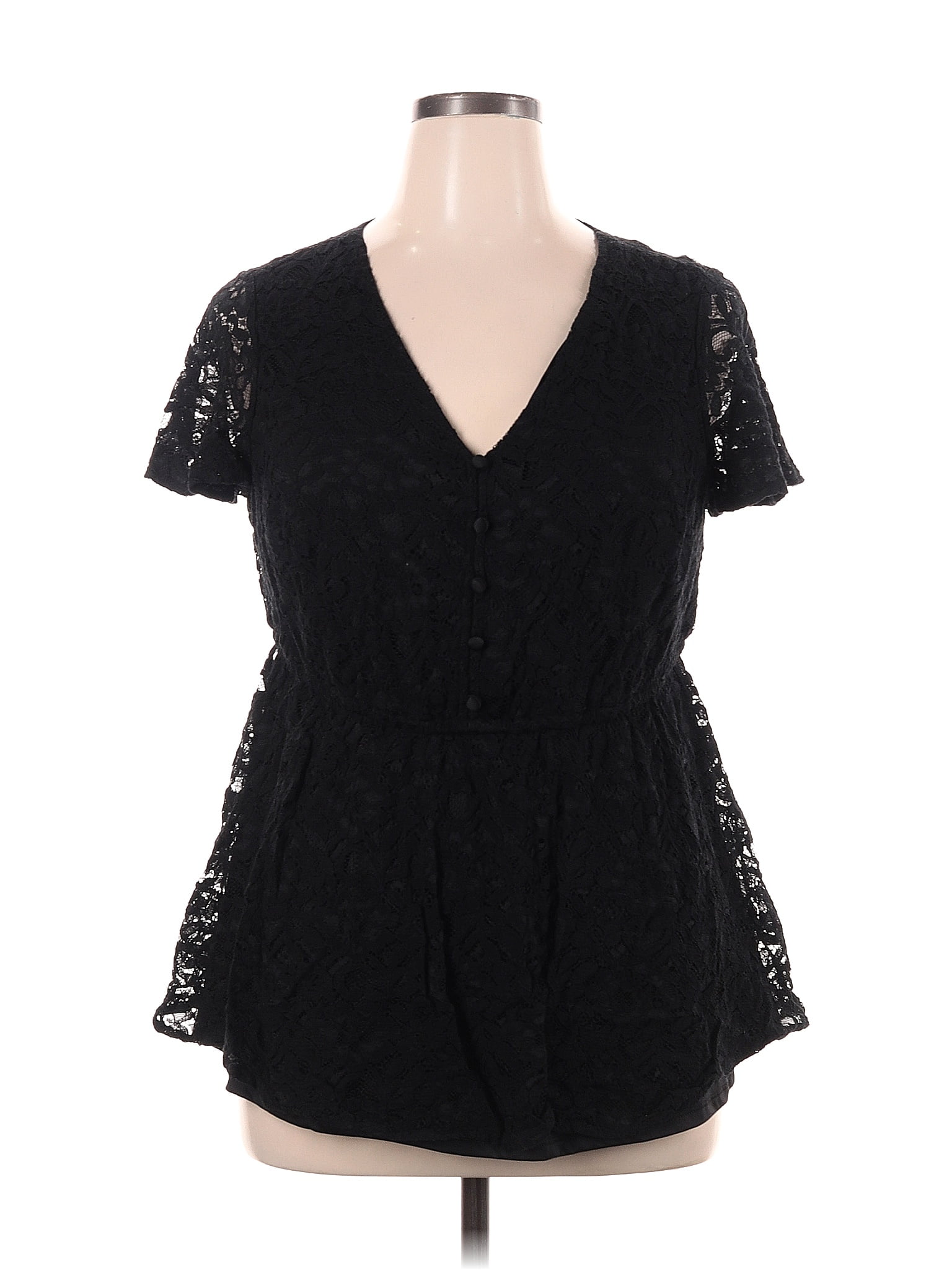 Torrid Black Short Sleeve Blouse Size 1X Plus (1) (Plus) - 64% off ...