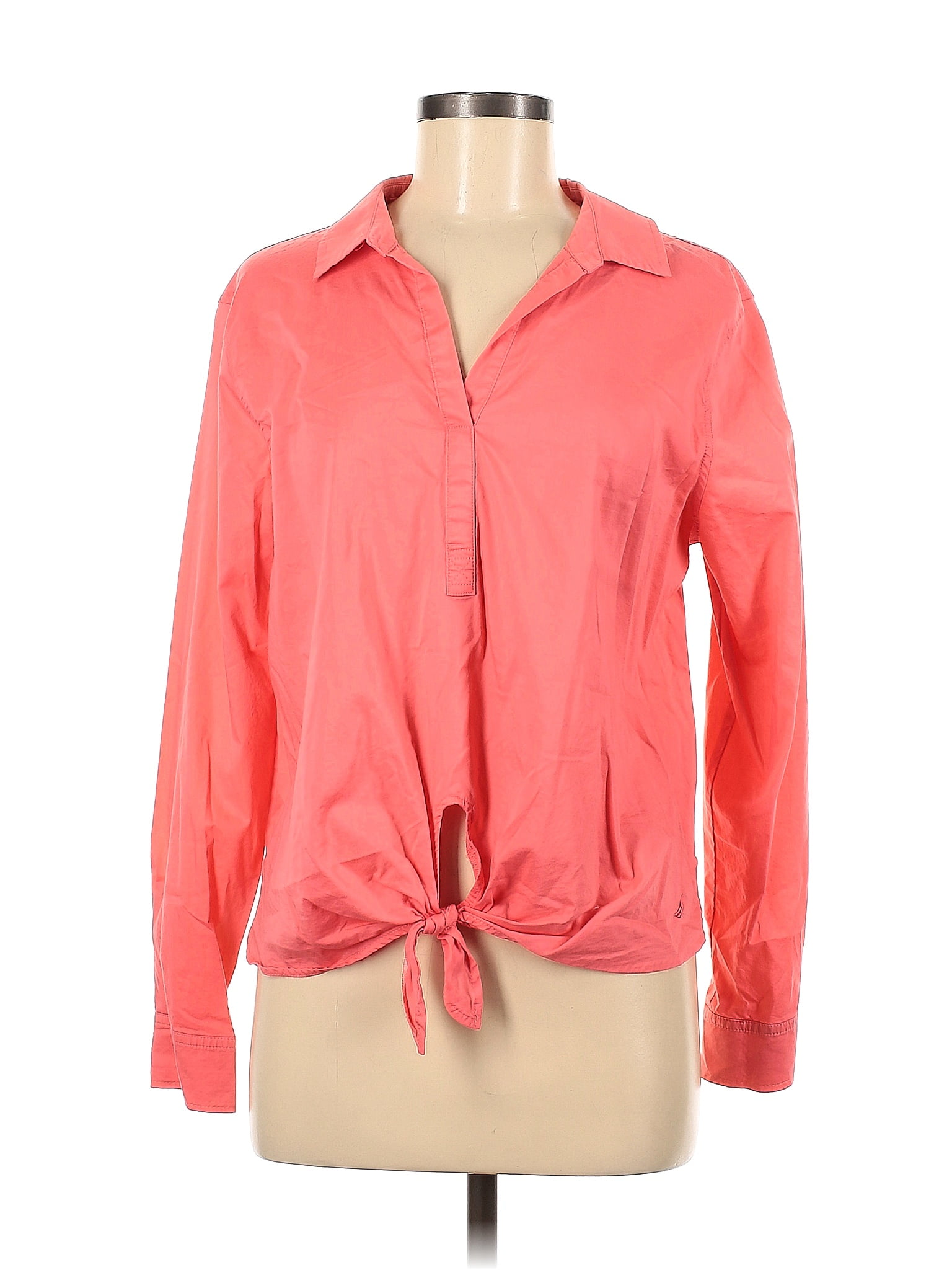 Nautica Solid Pink Long Sleeve Blouse Size M 64 Off Thredup