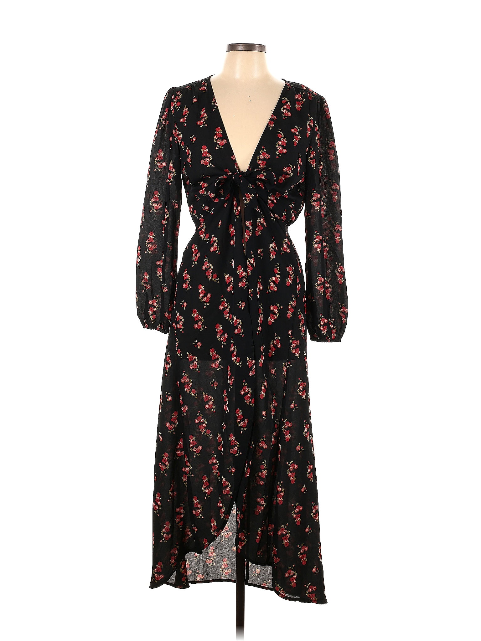 Abound 100 Polyester Floral Black Casual Dress Size L 52 Off Thredup
