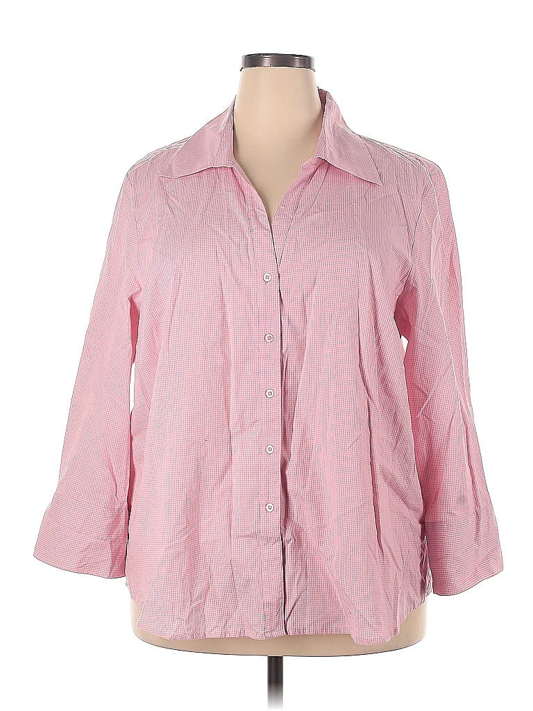 Harve Benard by Benard Holtzman 100% Cotton Pink Long Sleeve Button-Down Shirt Size 2X (Plus ...