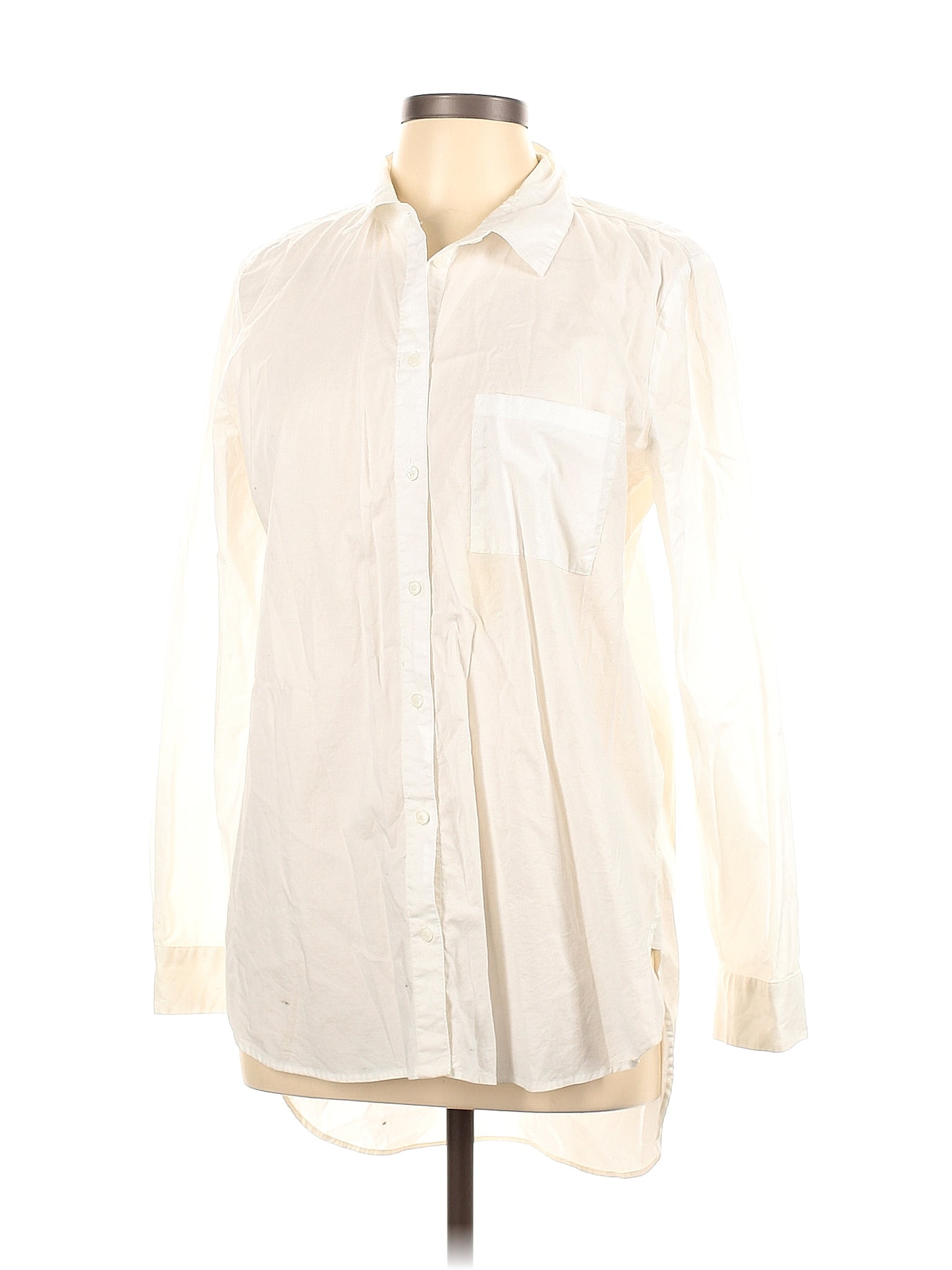 A N A A New Approach White Ivory Long Sleeve Button Down Shirt Size L