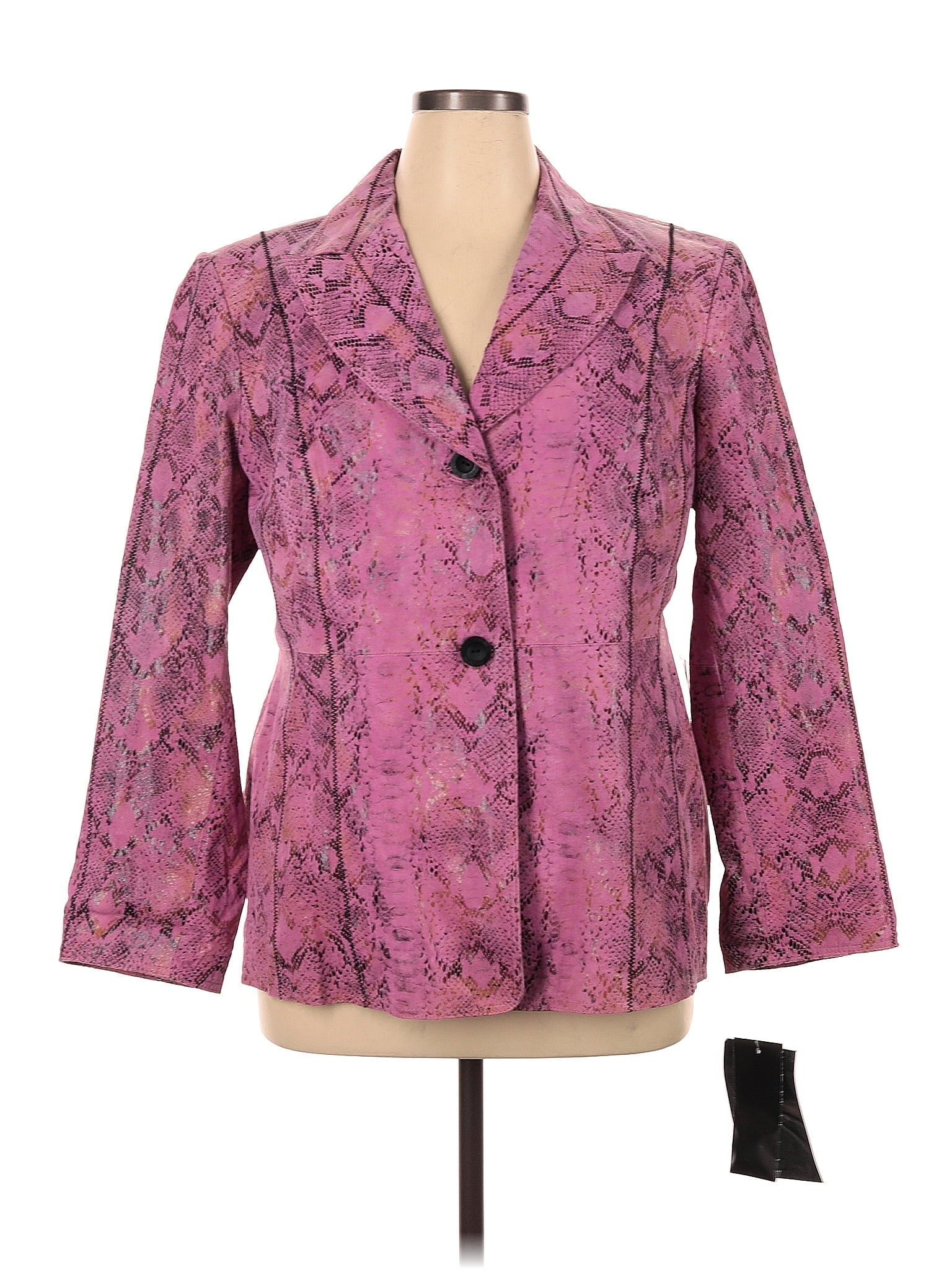 Pamela McCoy 100% Leather Snake Print Purple Blazer Size 1X (Plus) - 66 ...