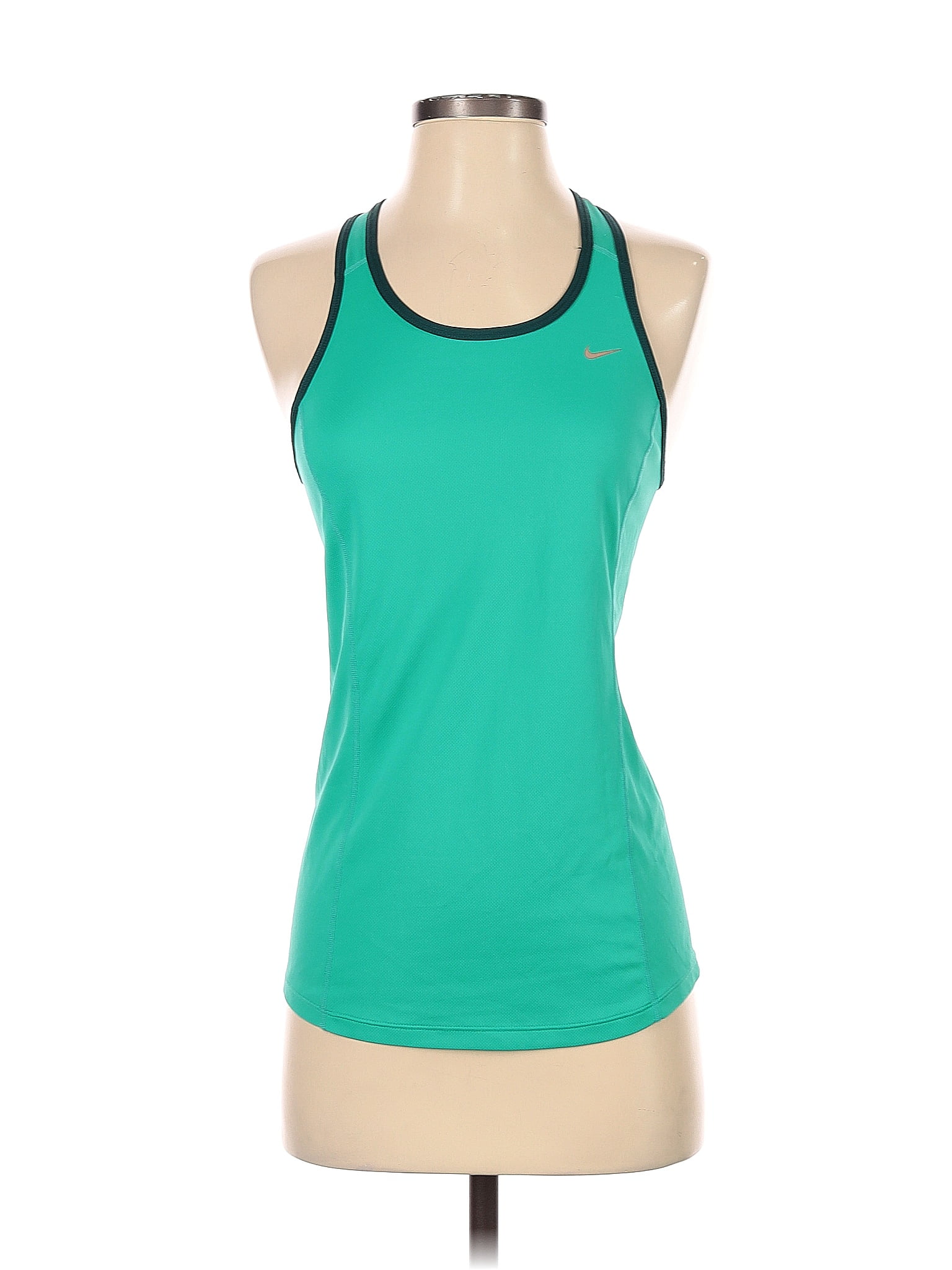 Nike 100% Polyester Color Block Solid Green Active Tank Size S - 45% ...