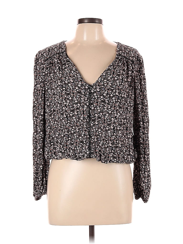 Roan + Ryan 100% Rayon Multi Color Black Long Sleeve Blouse Size L - 71 ...