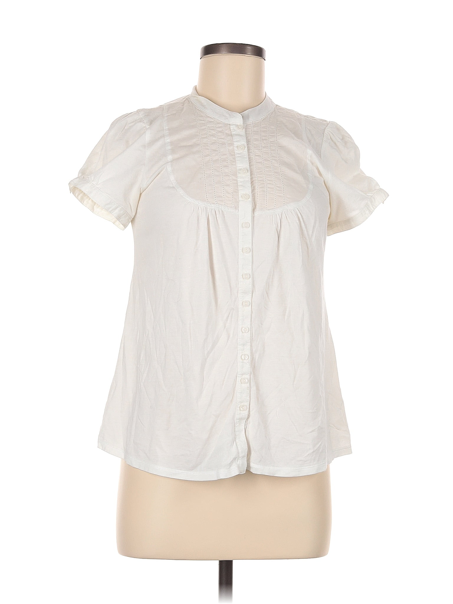 Gap Solid White Ivory Short Sleeve Button Down Shirt Size M 69 Off