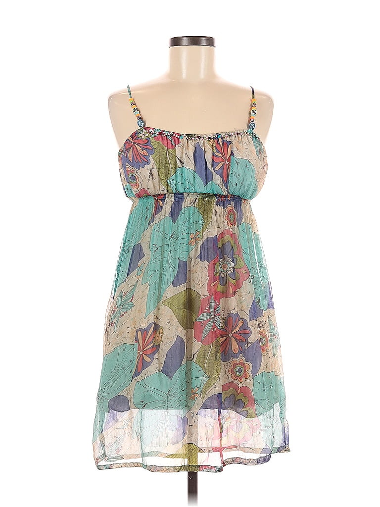 Assorted Brands Multi Color Teal Casual Dress Size Med Lg 60 Off