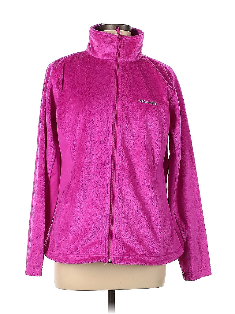 Columbia 100% Polyester Solid Pink Fleece Size L - 53% off | ThredUp