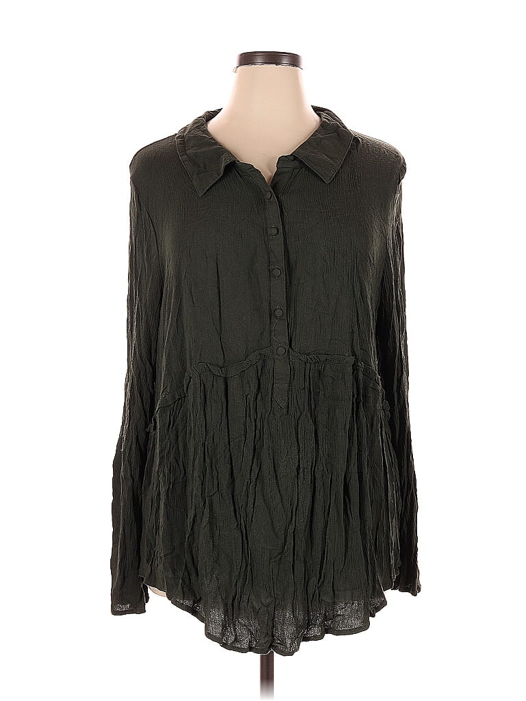 Bobeau 100 Rayon Solid Black Long Sleeve Blouse Size 1x Plus 54