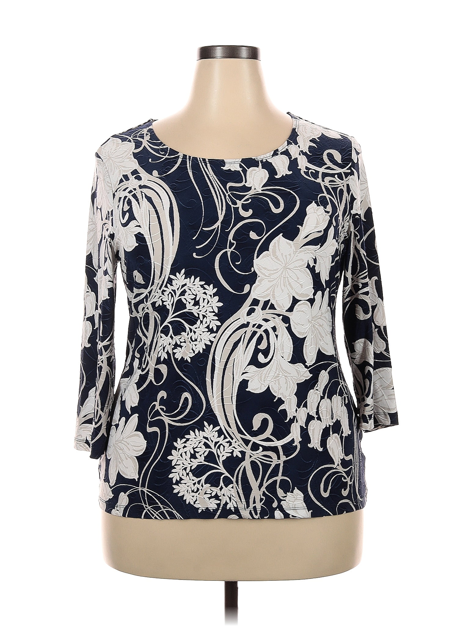 JM Collection Blue Long Sleeve Top Size XL - 44% off | ThredUp