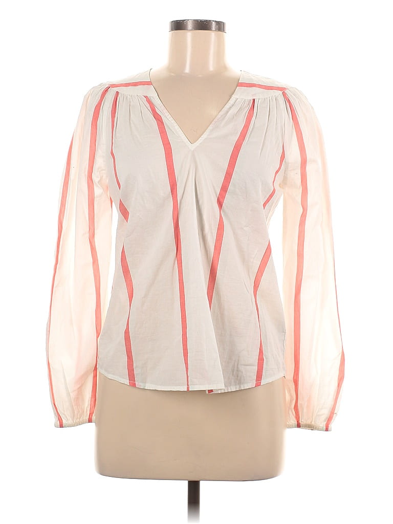 Gap 100 Cotton Stripes White Ivory Long Sleeve Blouse Size Xxs 71