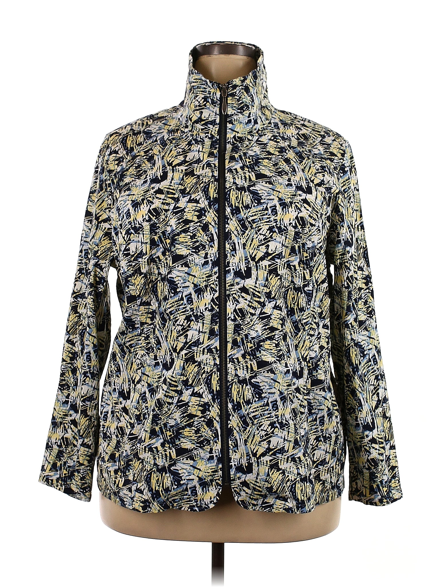 Cj Banks Tropical Multi Color Gold Track Jacket Size 2X (Plus) - 72% ...