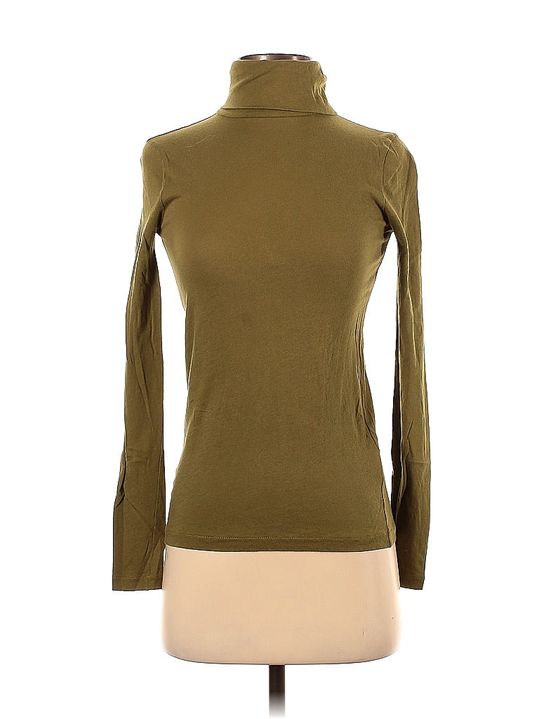 J Crew 100 Cotton Solid Green Long Sleeve Turtleneck Size Xs 66 Off