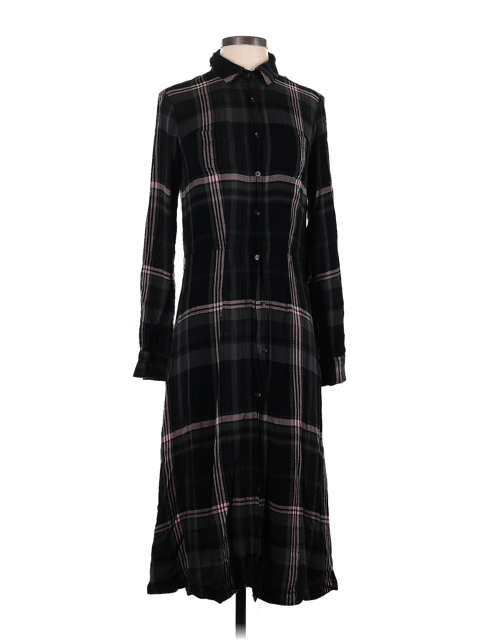 Universal Thread 100% Rayon Plaid Black Casual Dress Size XS - 28% off ...