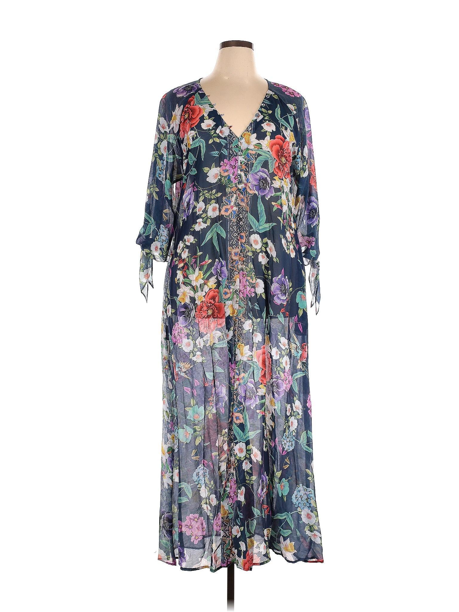 Johnny Was Floral Motif Floral Blue Casual Dress Size XL - 58% off ...