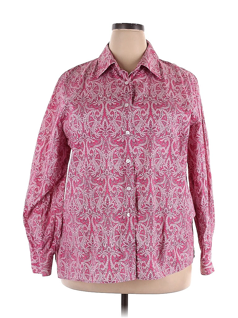 Foxcroft 100% Cotton Paisley Pink Long Sleeve Button-Down Shirt Size 18 (Plus) - 66% off | ThredUp