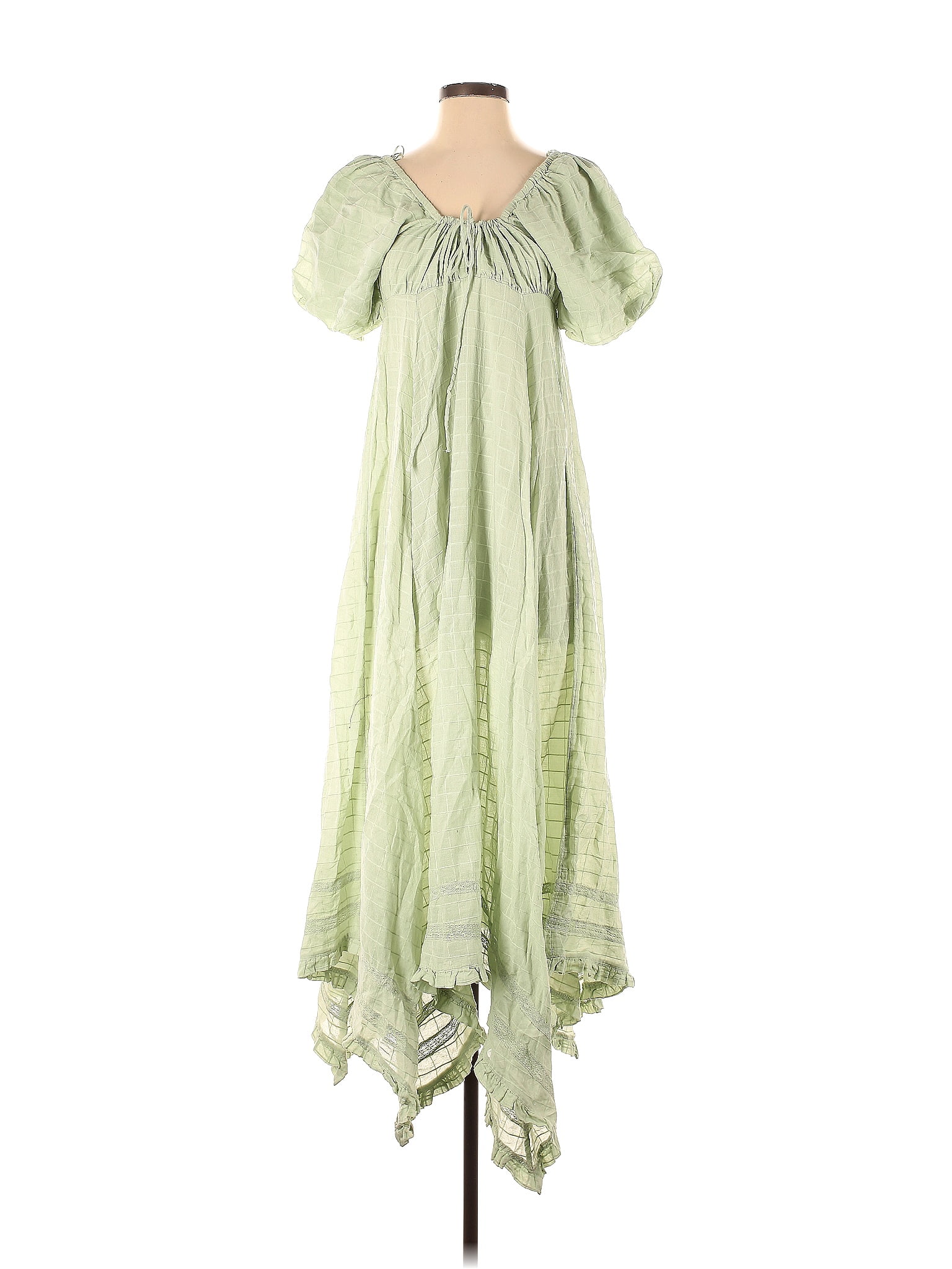 Free People 100 Cotton Solid Green Casual Dress Size Xs 37 Off