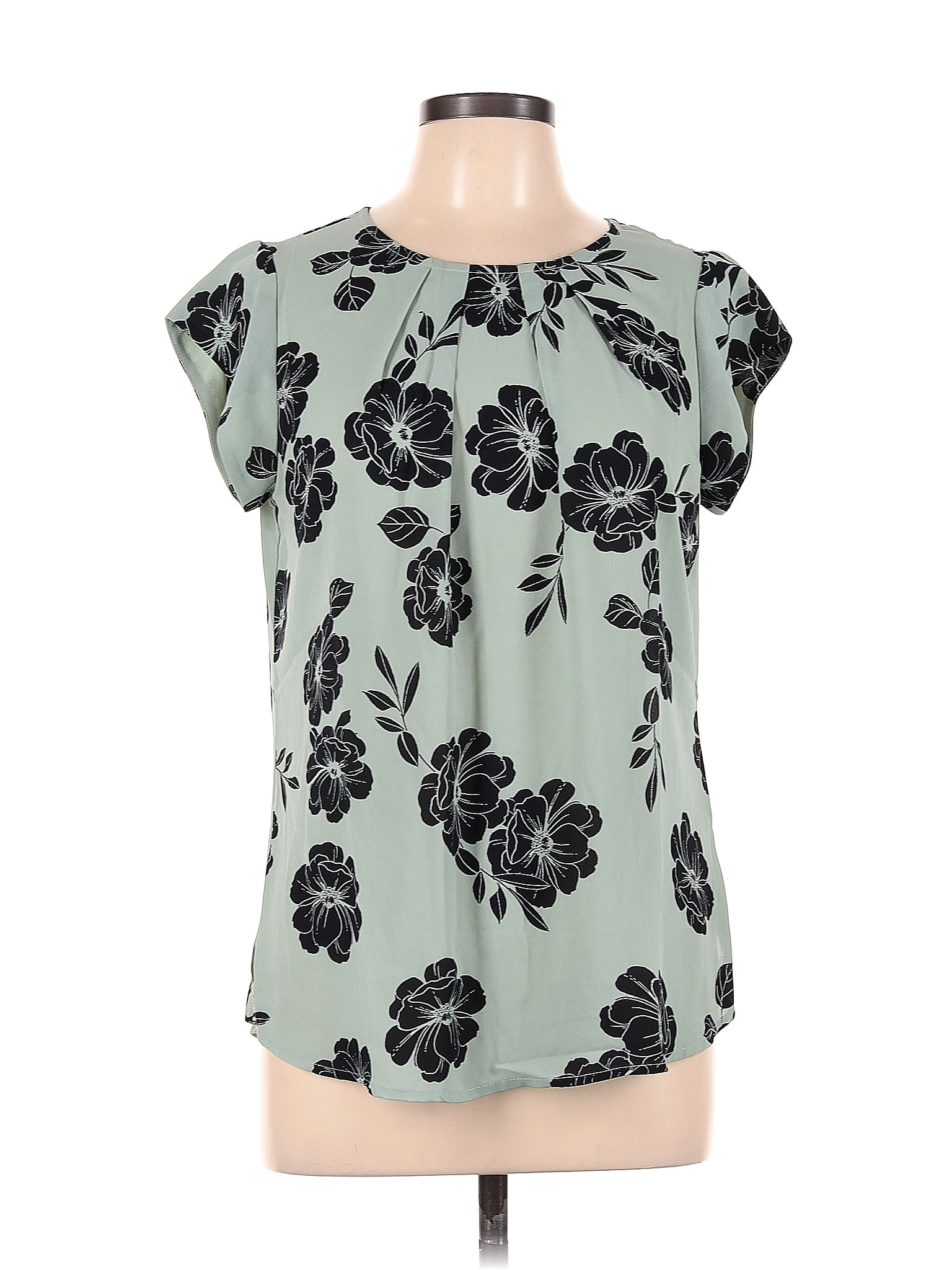 41hawthorn 100 Recycled Polyester Floral Green Short Sleeve Blouse