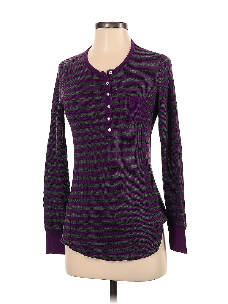 Splendid Stripes Purple Long Sleeve Henley Size S - 69% off | ThredUp