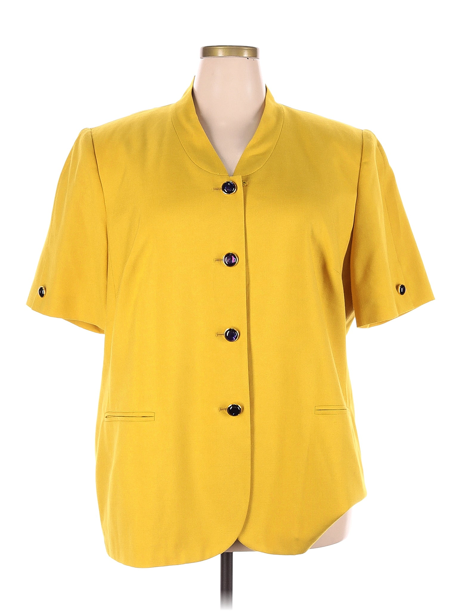 Kasper Solid Yellow Jacket Size 22 (Plus) - 62% off | ThredUp
