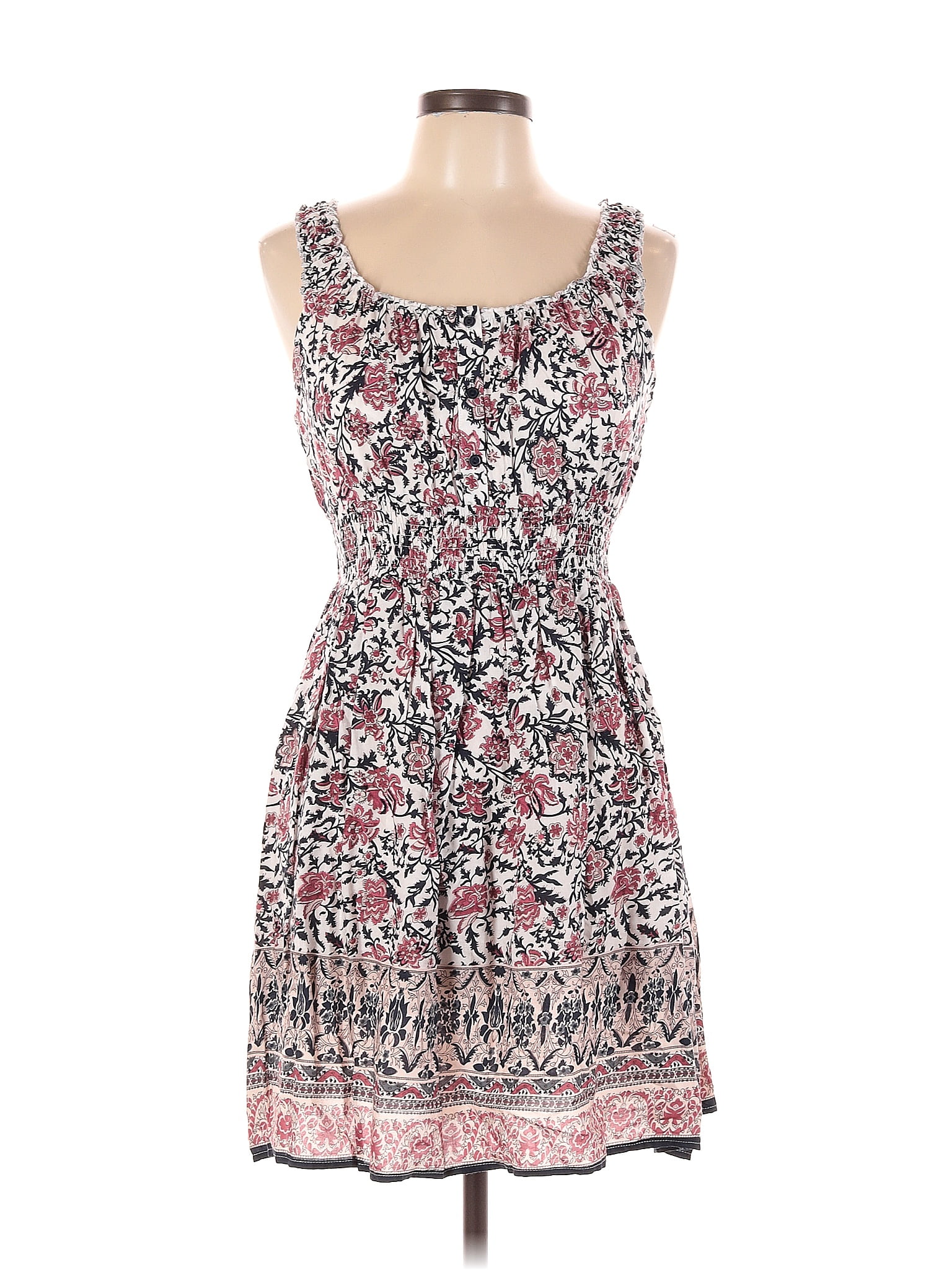 Hem & Thread 100% Rayon Multi Color White Casual Dress Size L - 65% off ...