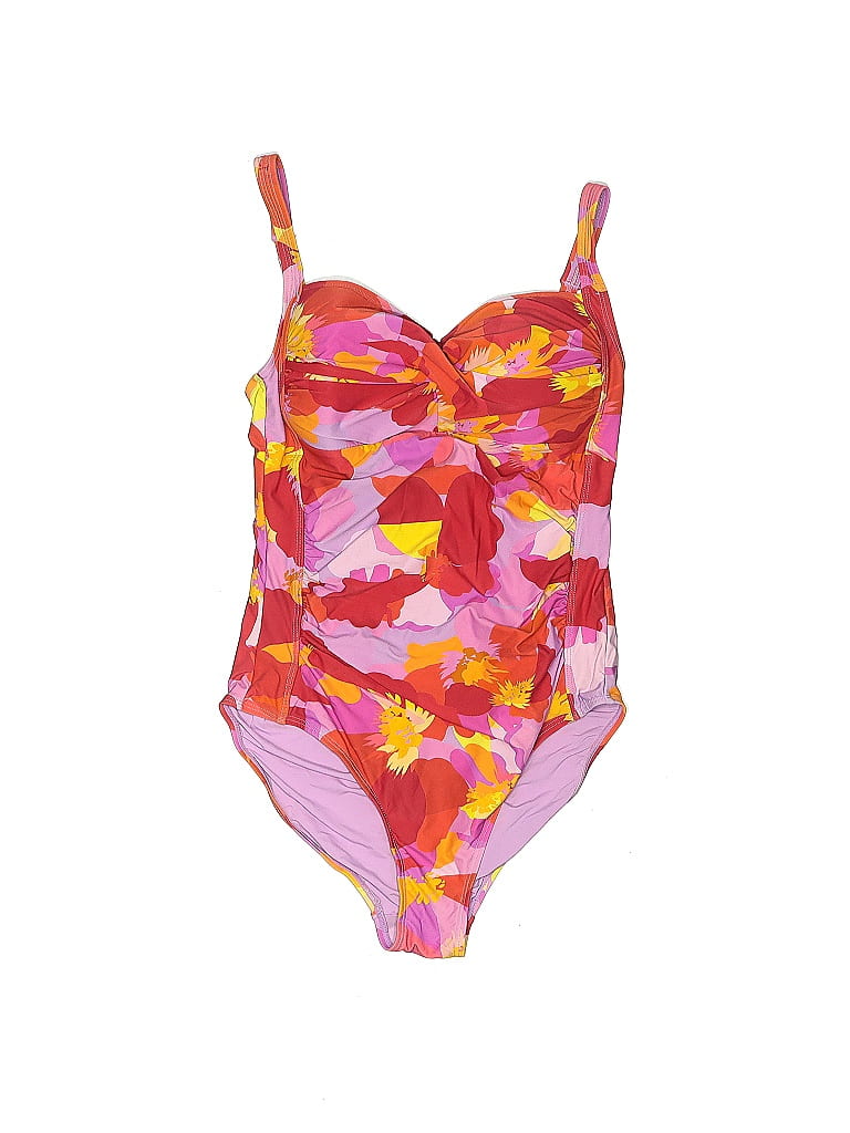 Nip Tuck Swim Floral Multi Color Pink One Piece Swimsuit Size 6 58