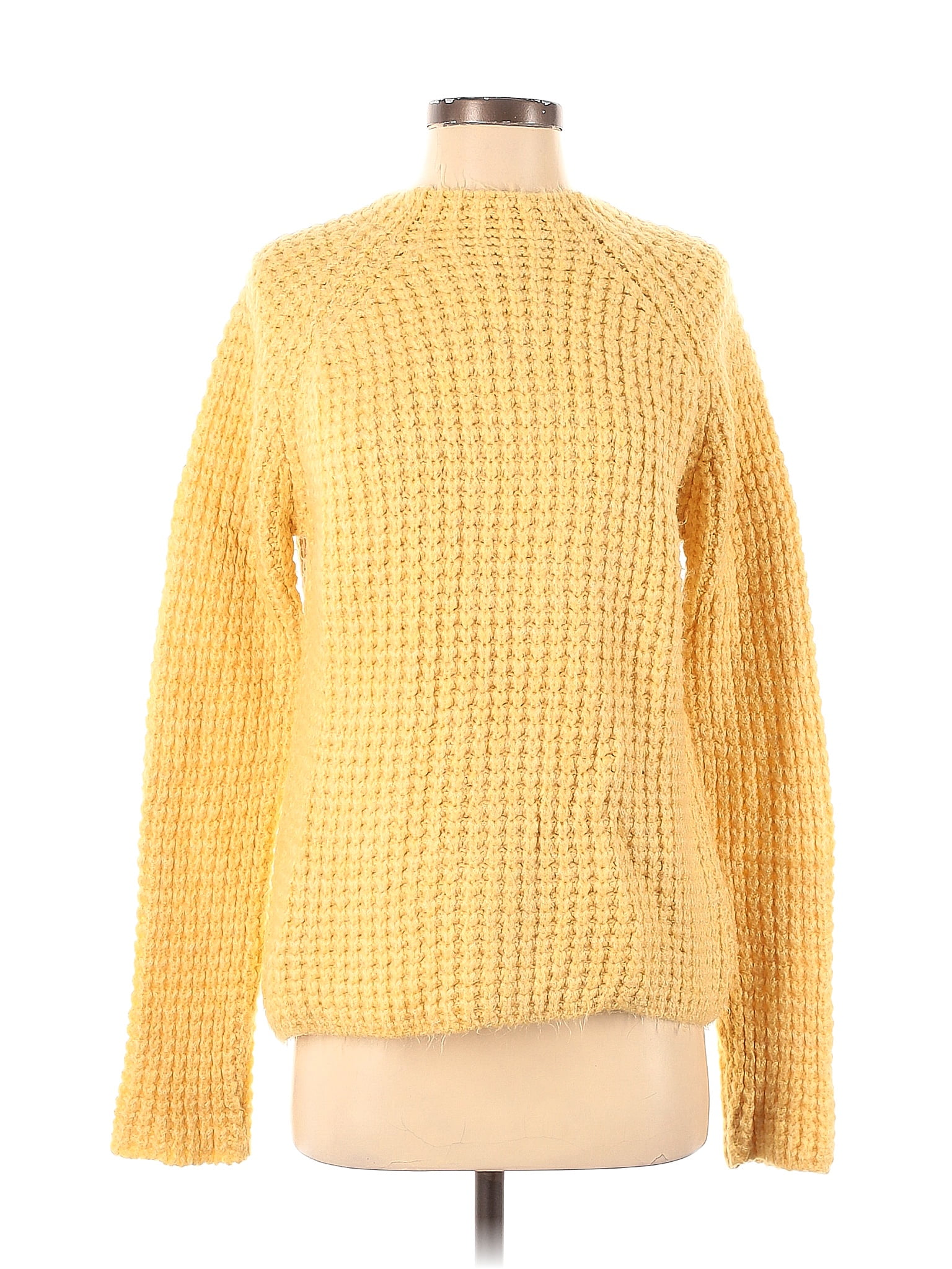 Mango Grid Yellow Pullover Sweater Size S - 60% off | ThredUp
