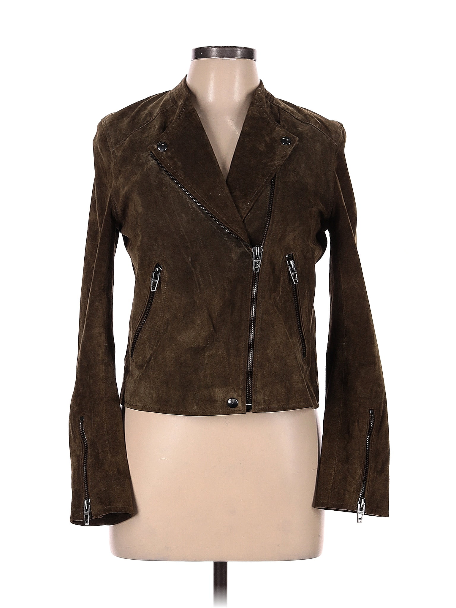 Blank NYC 100% Leather Solid Brown Leather Jacket Size M - 70% off | ThredUp