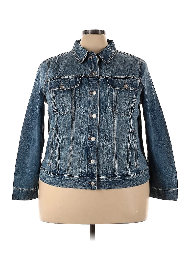 Madewell 100 Cotton Solid Blue Denim Jacket Size 2x Plus 63 Off