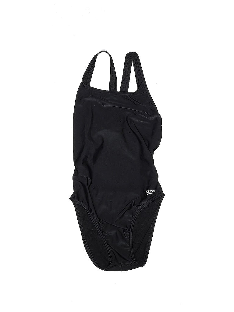 Speedo Solid Black One Piece Swimsuit Size 10 - 43% off | ThredUp