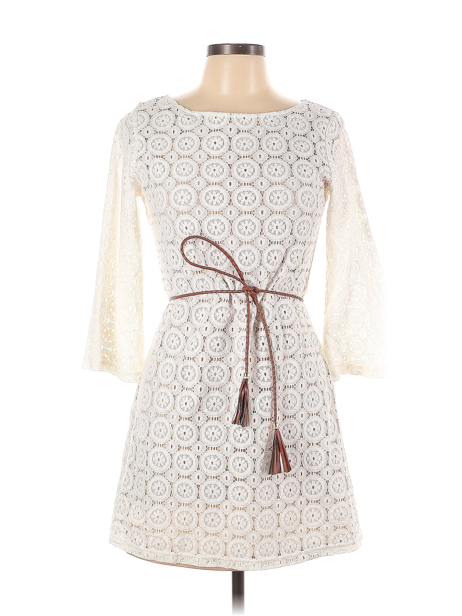 Sharagano Jacquard Ivory Casual Dress Size 10 - 78% off | ThredUp