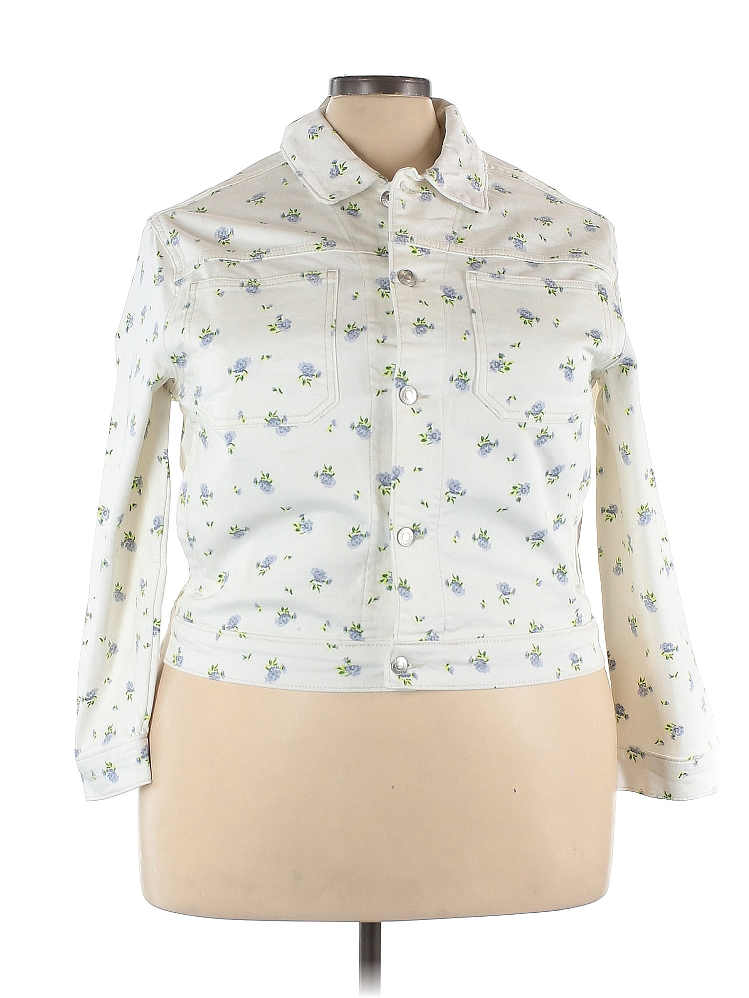 Free Assembly White Ivory Denim Jacket Size 3X (Plus) - 52% off | ThredUp