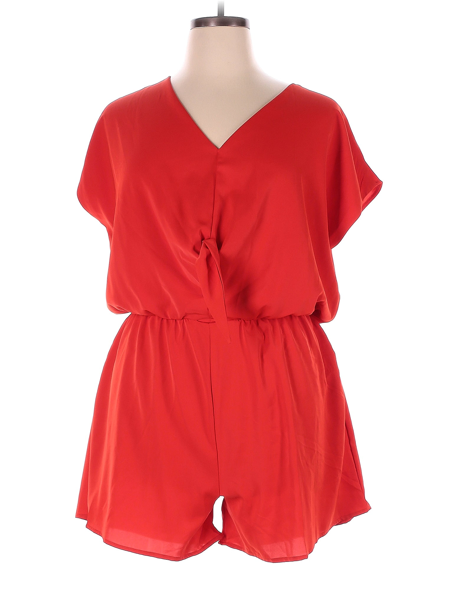 Ecowish 100% Polyester Solid Red Romper Size XL - 40% off | ThredUp