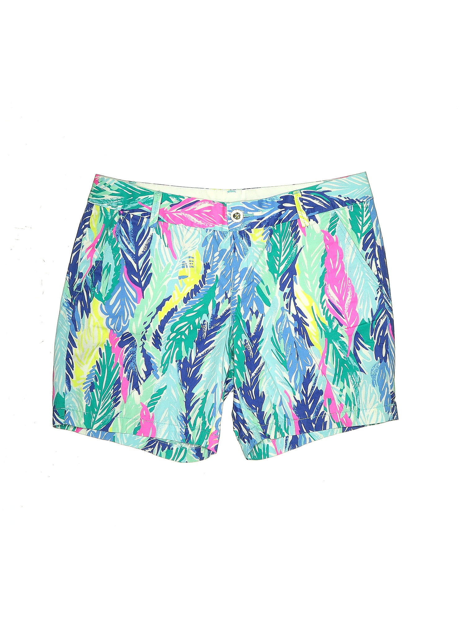 Lilly Pulitzer 100 Cotton Multi Color Blue Khaki Shorts Size 10 72